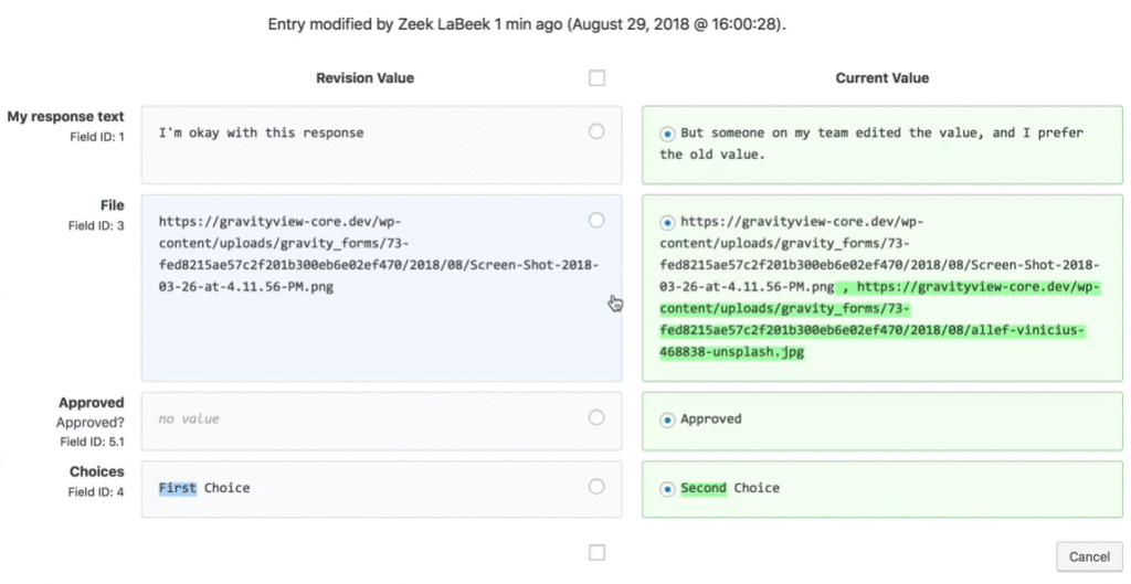 آموزش تصویری استفاده از افزونه Gravity View Entry Revisions